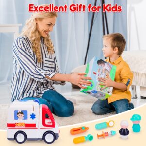 Hekaty Baby Toys for 1 2 3 Year Old Boys Girls Ambulance Car Musical Toy for Toddler 1-3 with Medical&Tools&Light&Sound Early Learning Educational Baby Toys 12-18 Months Kid