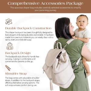 Citi Collective Journey Pearl Vegan Leather Diaper Bag Backpack | Elegant, Multifunctional, Travel Diaper Bag with Changing Pad, Stroller Straps & Insulated Bottle Pockets.