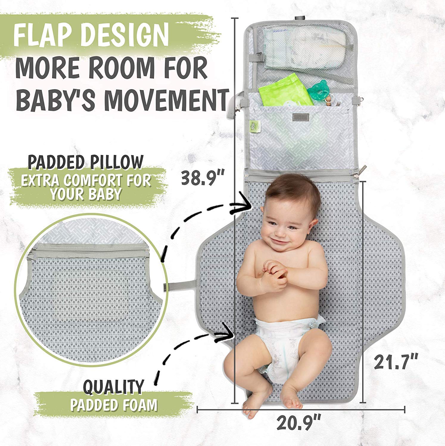 KeaBabies Diaper Bag Backpack and Portable Diaper Changing Pad - aterproof Multi Function Baby Travel Bags - Waterproof Foldable Baby Changing Mat - Diaper Changing Station - Travel Diaper