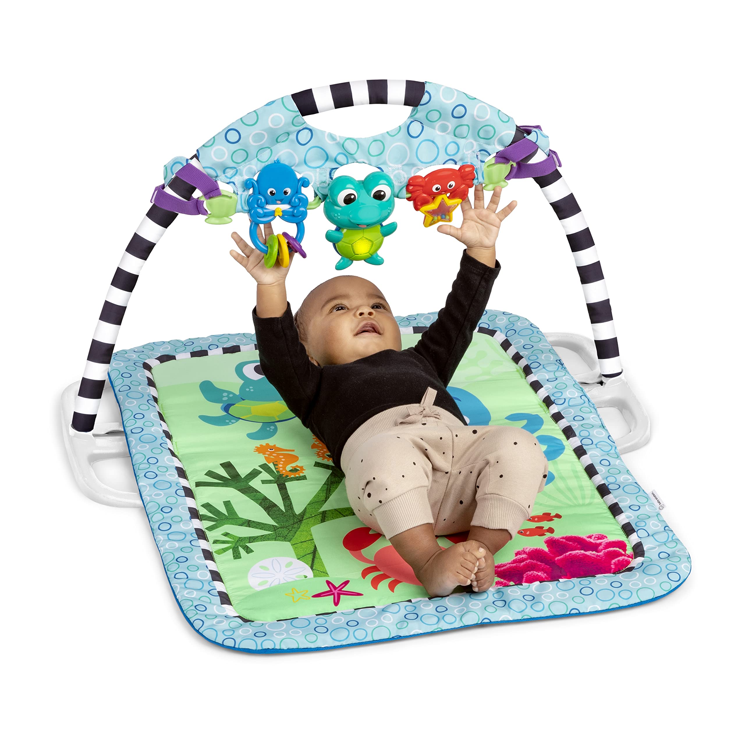 Baby Einstein Neptune's Discovery Reef Baby Tummy Time Activity Gym Toy Bar with Soft Comfortable Mat, 65 Melodies and Songs and Light Up Features