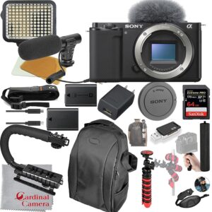 sony zv-e10 mirrorless camera (black) video bundle - body only ilczv-e10/b + led video light + microphone + extreme speed 64gb memory (21pc bundle)