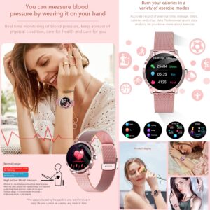 Smart Watches for Women, 2023 HD LCD Smart Watch for Android Phones and iPhone Compatible, Waterproof Fitness Smartwatch with Sleep Tracker, Heart Rate, Blood Oxygen Monitor, Smartwatch Rose Gold