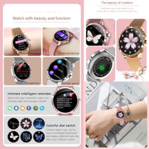 Smart Watches for Women, 2023 HD LCD Smart Watch for Android Phones and iPhone Compatible, Waterproof Fitness Smartwatch with Sleep Tracker, Heart Rate, Blood Oxygen Monitor, Smartwatch Rose Gold