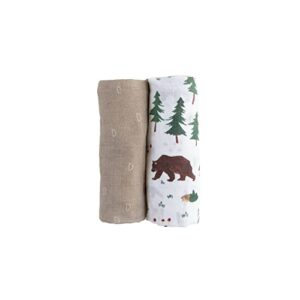 RED ROVR Organic Cotton Swaddle | Newborn Receiving Blanket | Baby Wrap | Boy, Girl, Unisex | Soft, Lightweight, Breathable | Burping, Nursing | 2-Pack | 44" x 44" | Bear Buddies