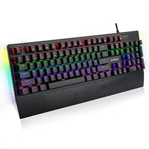 mechanical keyboard, mechanical gaming keyboard 104 keys keyboard gaming, wired keyboard mechanical with rainbow backlit & rgb led side light, keyboard with red switches for windows gaming pc