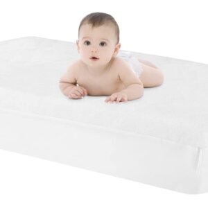 HIPHOP PANDA Baby Waterproof Crib Mattress Protector - Rayon Made from Bamboo, Baby Bedding Mattress Pad Cover Sheets for Toddler - Durable & Easy to Clean (White, 28x52 Inch - Pack of 1)