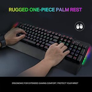 Mechanical Keyboard, Mechanical Gaming Keyboard 104 Keys Keyboard Gaming, Wired Keyboard Mechanical with Rainbow Backlit & RGB LED Side Light, Keyboard with Red Switches for Windows Gaming PC