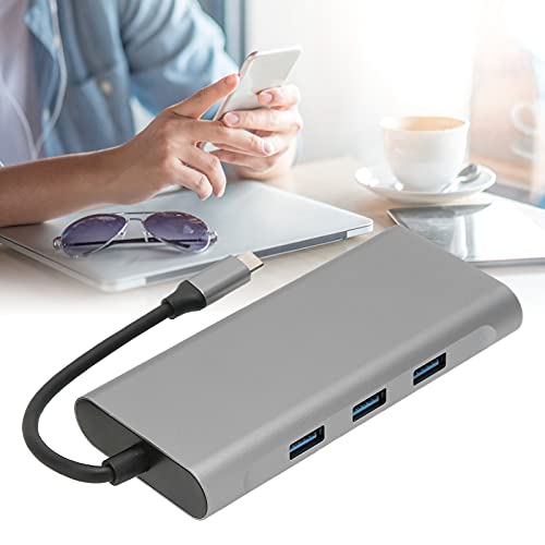 USB C Hub Adapter, 10 in 1 USB Hub with 1000M LAN Ethernet 4K HDTV VGA USB 3.0 Port PD Charging Port TF/SD Card Reader Audio Suitable for Laptop and Other USB-C Equipment