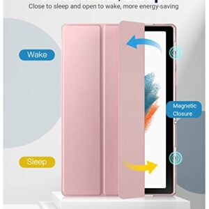 TiMOVO for Galaxy Tab A8 Case 2021/2022 10.5 Inch SM-X200/ SM-X205, Slim Soft TPU Translucent Frosted Back Protective Cover Shell with Auto Wake/Sleep Feature for Samsung A8 Tablet, Pink