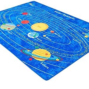 Kids/Baby Room/Daycare/Classroom/Playroom Solar System Learning Carpet Game Room Blue Design (5' X 7’)