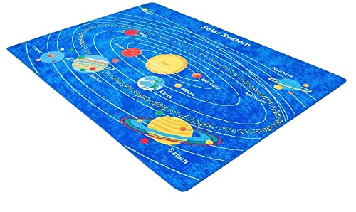 Kids/Baby Room/Daycare/Classroom/Playroom Solar System Learning Carpet Game Room Blue Design (5' X 7’)