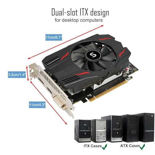 SAPLOS Radeon RX 550 Graphics Card, 4GB, GDDR5, 128-Bit, DisplayPort DVI-D HDMI, ITX Design, PC Video Card Gaming, 4K Output, Computer GPU, DirectX 12