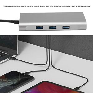 USB C Hub Adapter, 10 in 1 USB Hub with 1000M LAN Ethernet 4K HDTV VGA USB 3.0 Port PD Charging Port TF/SD Card Reader Audio Suitable for Laptop and Other USB-C Equipment