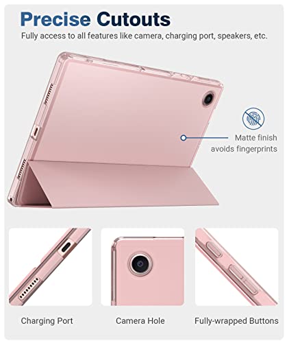 TiMOVO for Galaxy Tab A8 Case 2021/2022 10.5 Inch SM-X200/ SM-X205, Slim Soft TPU Translucent Frosted Back Protective Cover Shell with Auto Wake/Sleep Feature for Samsung A8 Tablet, Pink