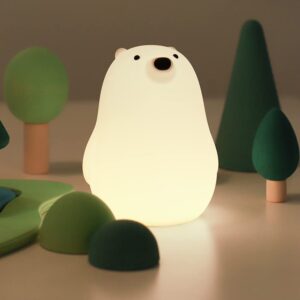 amyese bear night light for kids, graduation gifts bpa-free abs & silicone baby nursery bedside lamp usb rechargeable, adjustable brightness, timer setting, children's gifts for kids