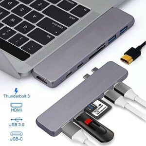 MMOBIEL USB C Hub Type C Hub Adapter Compatible with MacBook Pro/Air, iMac, Mac Mini/iPhone 15- TF/SD Card Reader, 2X USB 3.0 Ports, 4K HDMI Output, 2X USB C Data Slot - 7 Ports