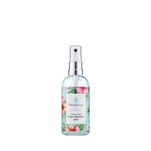 flora & curl coconut mint scalp refresh mist 100ml| dry scalp spray for women with soothing botanicals | cooling scalp relief