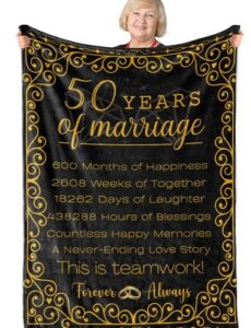 innobeta 50th wedding for couple and parents, valentine's day gifts, 50th anniversary blanket for golden wedding, soft throw blanket 50"x65"