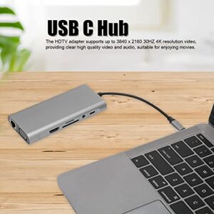 USB C Hub Adapter, 10 in 1 USB Hub with 1000M LAN Ethernet 4K HDTV VGA USB 3.0 Port PD Charging Port TF/SD Card Reader Audio Suitable for Laptop and Other USB-C Equipment