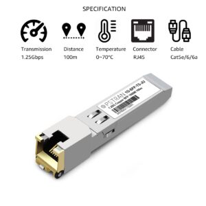 OPSTRAN 1000BASE-T SFP RJ45 Copper Transceiver Module Compatible with Juniper QFX-SFP-1GE-T SRX-SFP-1GE-T EX-SFP-1GE-T 100m Cat5e/6 10 Pack