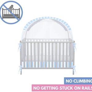 Baby Safety Pop up Crib Tent | Premium Crib Net to Keep Baby from Climbing Out | Upgraded Mesh Fabric | Protect Your Baby from Falls | Unisex Infant Crib Tent (Blue)