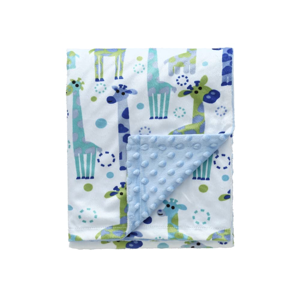 CREVENT Minky Baby Blanket for Boys, Soft Plush Receiving for Newborns - Giraffe 30x40 Inches