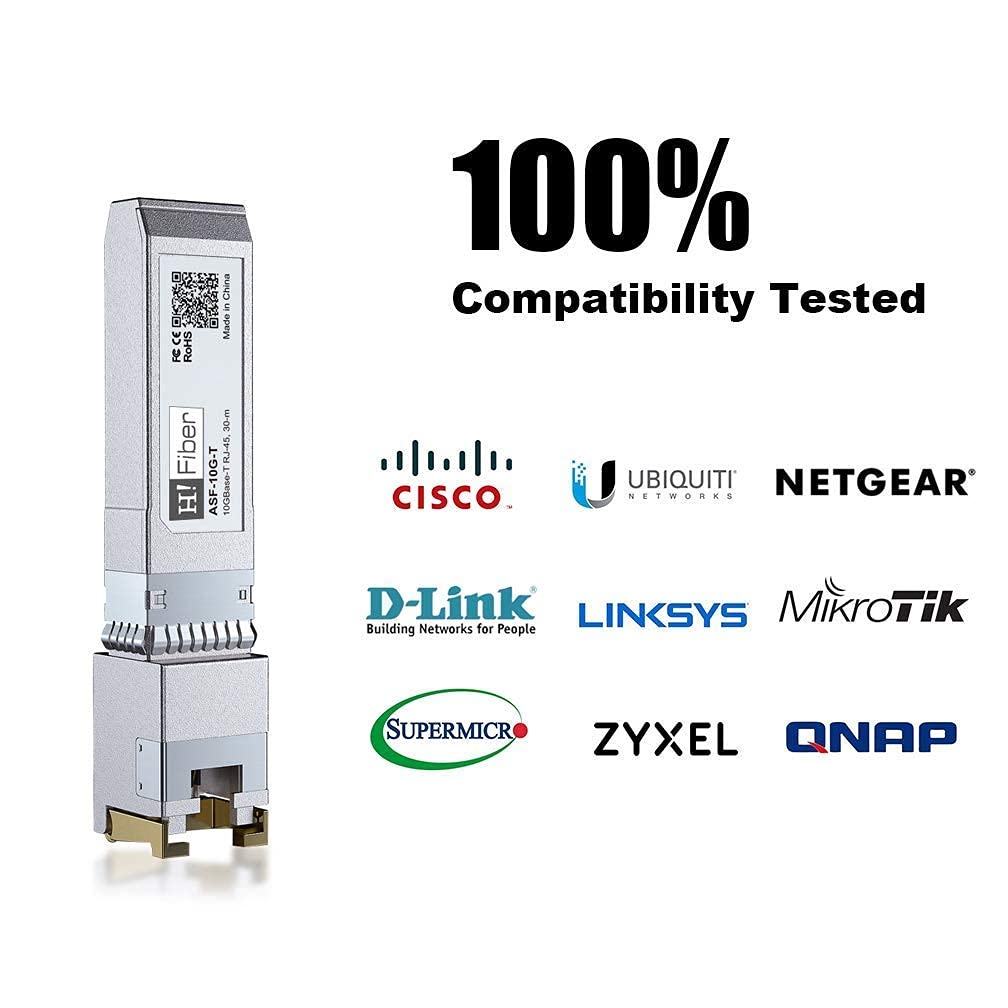 10Gbase-T SFP+ RJ45 Transceivers with 10G SFP+ DAC 1M,Compatible with Cisco, Meraki, MikroTik, Ubiquiti, Unifi, Netgear, QNAP, D-Link and More