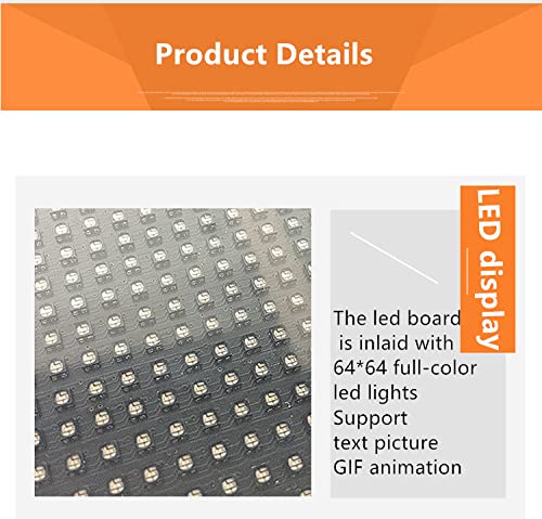 11inch P3 Full Color 64*64 Pixel Bluetooth Programmable Flexible Led Module Matrix Sign Panel For shop Bar Diy T-shirt Backpack