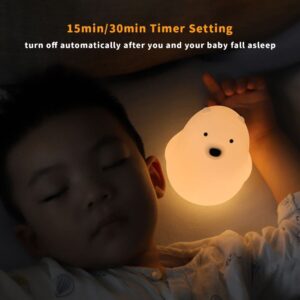 AMYESE Bear Night Light for Kids, Graduation Gifts BPA-Free ABS & Silicone Baby Nursery Bedside Lamp USB Rechargeable, Adjustable Brightness, Timer Setting, Children's Gifts for Kids