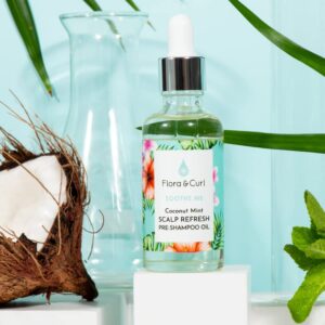 Flora & Curl Coconut Mint Scalp Refresh Pre-Shampoo Dry Scalp Oil | Itchy Scalp Treatment for Curls | Pre-Wash Scalp Oil for Itchy Scalp & Dandruff