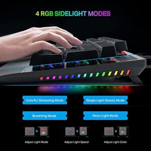 Mechanical Keyboard, Mechanical Gaming Keyboard 104 Keys Keyboard Gaming, Wired Keyboard Mechanical with Rainbow Backlit & RGB LED Side Light, Keyboard with Red Switches for Windows Gaming PC