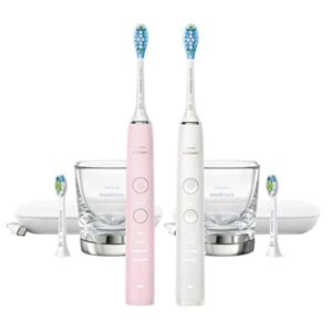 philips sonicare diamondclean connected rechargeable battery powered toothbrush 2-pack pink/white