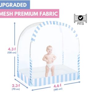 Baby Safety Pop up Crib Tent | Premium Crib Net to Keep Baby from Climbing Out | Upgraded Mesh Fabric | Protect Your Baby from Falls | Unisex Infant Crib Tent (Blue)