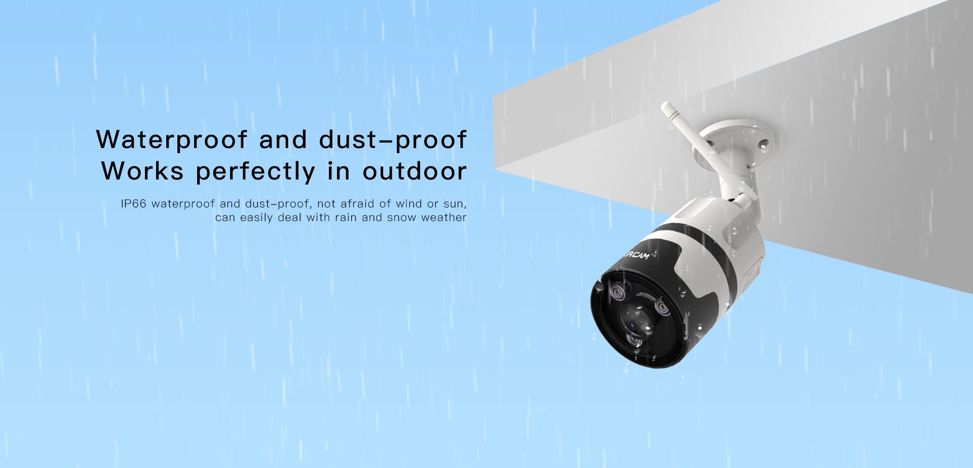 YZY TECH 1080P WiFi Camera, Outdoor IP66 Waterproof, Motion Human Absence Smoke Alarm Detection, Night Vision,180˚ Panorama Bullet Camera, Lens 2.3mm (C63S)