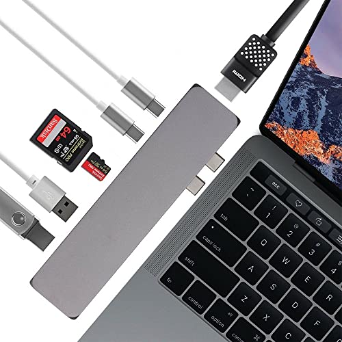 MMOBIEL USB C Hub Type C Hub Adapter Compatible with MacBook Pro/Air, iMac, Mac Mini/iPhone 15- TF/SD Card Reader, 2X USB 3.0 Ports, 4K HDMI Output, 2X USB C Data Slot - 7 Ports