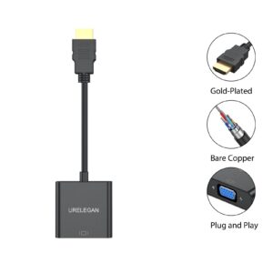 URELEGAN HDMI to VGA Adapter 5-Pack, Computer HDMI to VGA Monitor (Male to Female) Adapter 1080P@60Hz for Computer, Desktop, Laptop, PC, Monitor, Projector, HDTV, Roku, Xbox and More