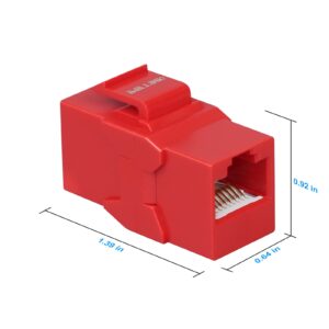 iwillink RJ45 Cat6 Keystone Coupler 5-Pack, Female to Female Cat6 Keystone Jack, Keystone Coupler Insert, Red