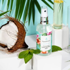 Flora & Curl Coconut Mint Scalp Refresh Mist 100ml| Dry Scalp Spray for Women With Soothing Botanicals | Cooling Scalp Relief