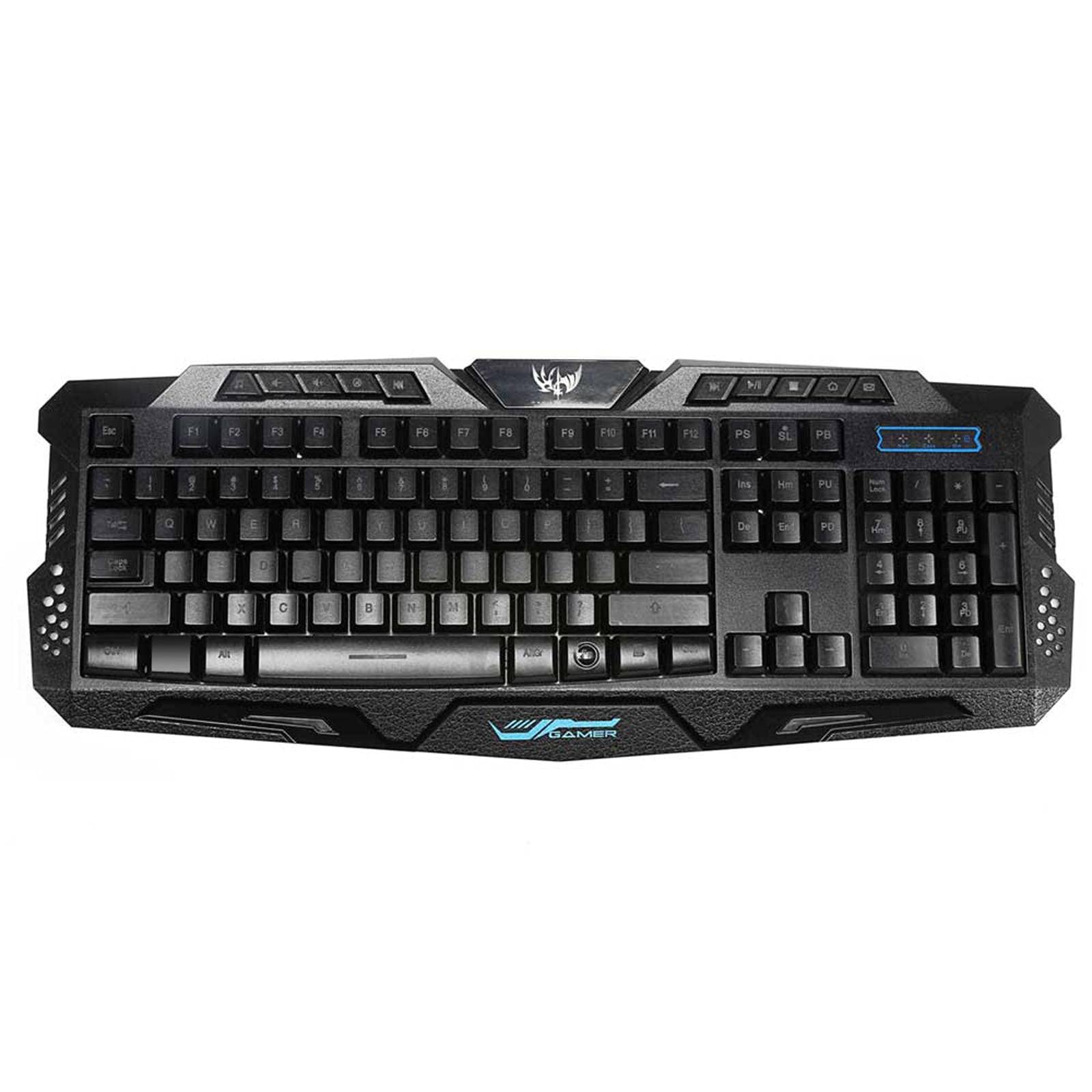 NC A877 114-Key LED Backlit Wired USB Gaming Keyboard Black