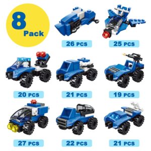 UMEELR 8Pcs Easter Eggs Prefilled with Police Car Building Blocks, Egg Surprise Police Vehicles Toys for Boys Easter Party Favors in Basket Filler, Easter Egg Hunt, Classroom Prize Toys