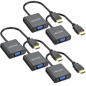 urelegan hdmi to vga adapter 5-pack, computer hdmi to vga monitor (male to female) adapter 1080p@60hz for computer, desktop, laptop, pc, monitor, projector, hdtv, roku, xbox and more