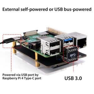 GeeekPi for Raspberry Pi 4,X862 V2.0 M.2 NGFF SATA SSD Storage Expansion Board with USB 3.1 Connection Support Key-B 2280 SSD Only