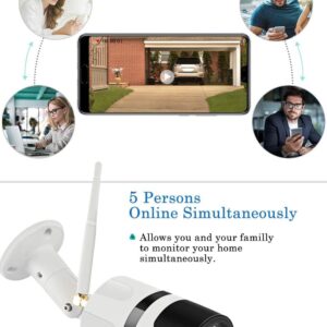 YZY TECH 1080P WiFi Camera, Outdoor IP66 Waterproof, Motion Human Absence Smoke Alarm Detection, Night Vision,180˚ Panorama Bullet Camera, Lens 2.3mm (C63S)