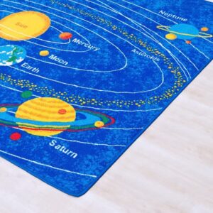 Kids/Baby Room/Daycare/Classroom/Playroom Solar System Learning Carpet Game Room Blue Design (5' X 7’)