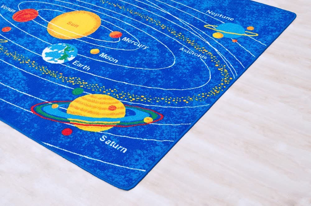 Kids/Baby Room/Daycare/Classroom/Playroom Solar System Learning Carpet Game Room Blue Design (5' X 7’)