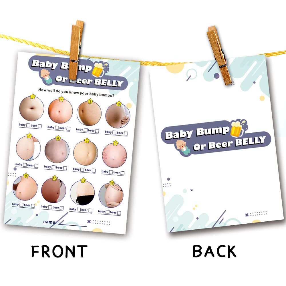 Beer Belly or Pregnant Belly, Baby Shower Game, Baby Bump or Beer Belly, Guessing Game, Fun Baby Shower Game, Gender Reveal Voting Cards, Girl or Boy 30 Pack (Each Game with Answer)