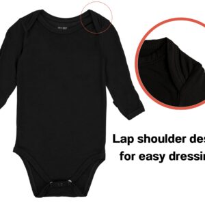 GUISBY Baby Bodysuit with Mitten Cuffs, Long Sleeve Bodysuit Babies Black Newborn