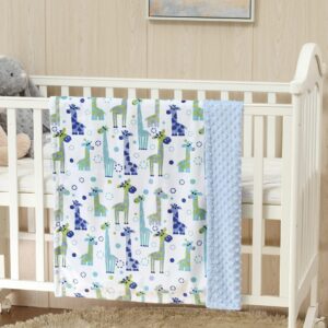 CREVENT Minky Baby Blanket for Boys, Soft Plush Receiving for Newborns - Giraffe 30x40 Inches