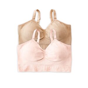 Kindred Bravely 2-Pack Hands Free Pumping Bra Bundle (Beige and Pink, Large)