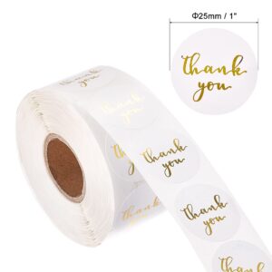 MECCANIXITY Thank You Stickers Roll 1 Inch 500 Pieces Labels White for Envelope, Package, Cake Box, Small Business, Wedding, Party